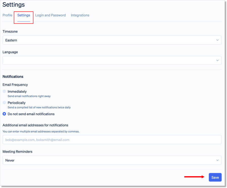 Manage Email Notifications